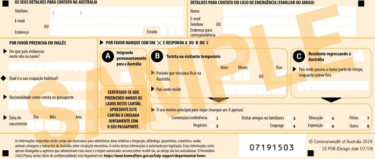 Como preencher o cartão de entrada na Austrália – Incoming Passenger ...